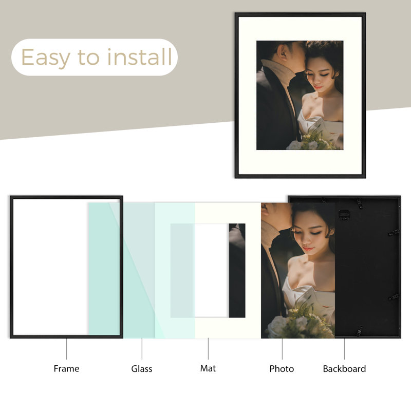 Three Posts™ Luray 7 Piece Matte Metal Gallery Picture Frame with Real Glass Set & Reviews | Wayfair
